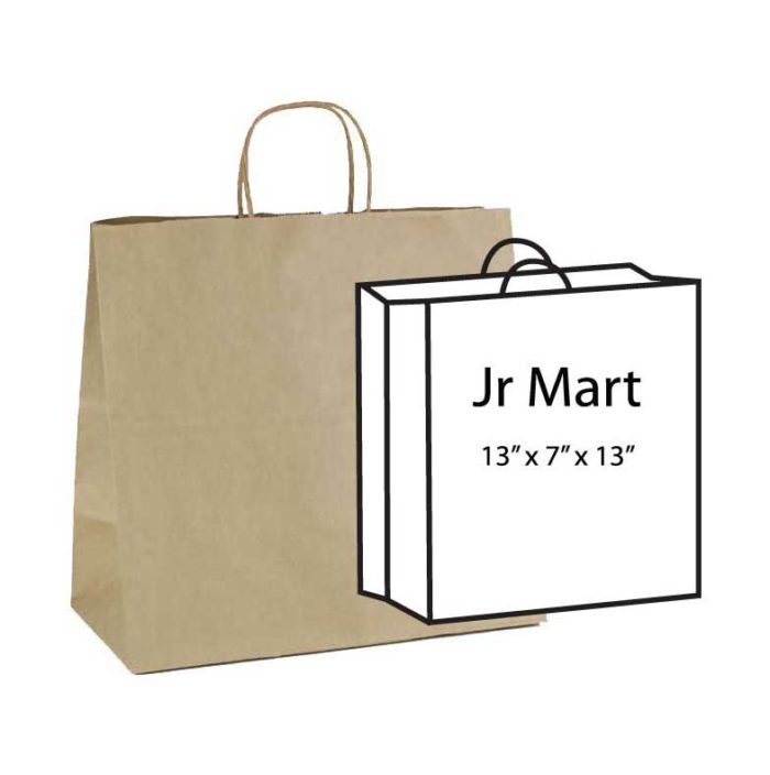 Jr Mart 13x7x13″ 100% Recycled Kraft Paper Shoppers 250/cs | Okanagan ...