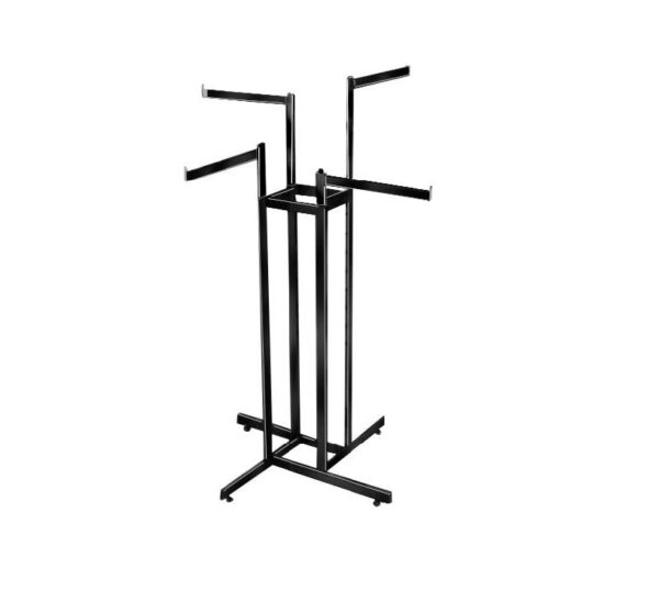 4 Way Rectangular Tube Garment Rack Straight Arm Black | Okanagan Bag & Box